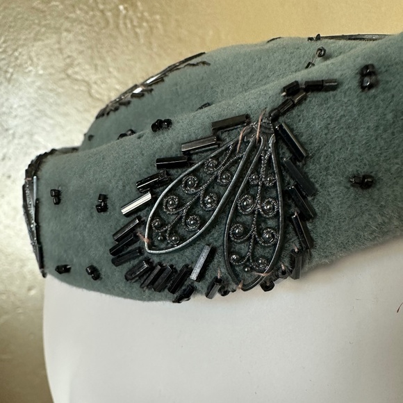 Accessories | Elegant 195s Light Blue Felt Beaded Cocktail Hat | Poshmark